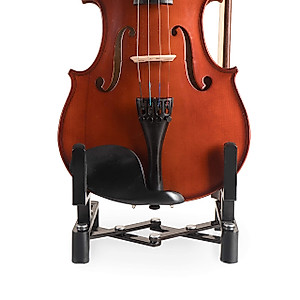 WESOLO Violin Stand Musical Instrument Stand with Bow Holder for Violin,Portable and Foldable (Black)