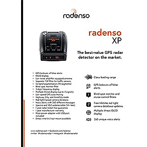 Radenso XP Radar Detector with Less False Alerts, Long Range, USA Technical Support, GPS Lockouts