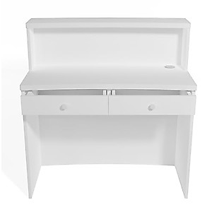 UGOS Mono 40" Modern Reception Desk w/Transaction Counter | Laminate Desktop | Multifunctional Standing Front Desk for Home, Office, Salon, Spas, and Lobby (White)