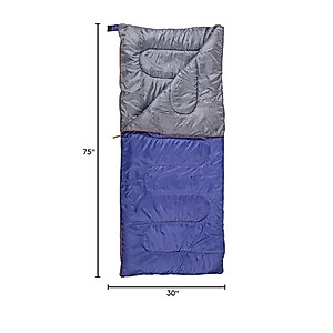 Stansport Redwood Rectangular 30" x 75" Sleeping Bag, Blue,Dark Green