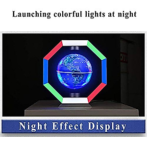 Magnetic Floating Globe, 6 Inch Polygonal Magnetic tation World Earth Globe Craft Home Office Desktop Decoration Ornament,Blue World Globe (Blue) (Blue)