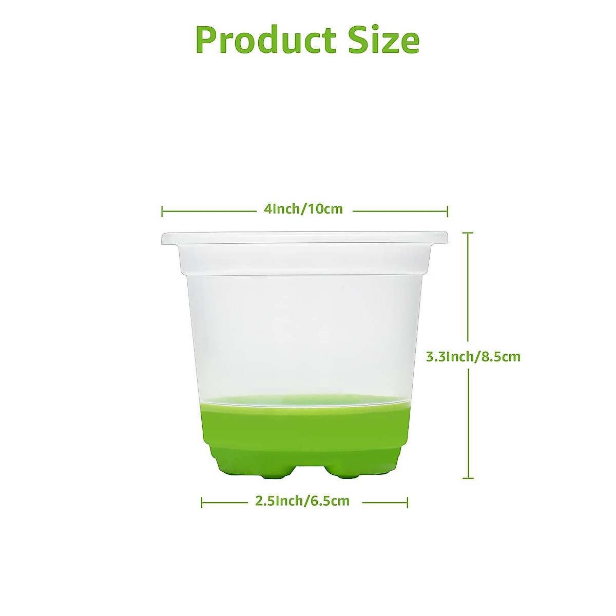 MIXC 30 Packs 4" Reinforced Clear Nursery Pots with Silicone Base for Easy Transplant, Transparent Plastic Plant Pot Reusable Seedling Pots Seed Starter Pots Flower Pot with 10pcs Plant Labels, Green