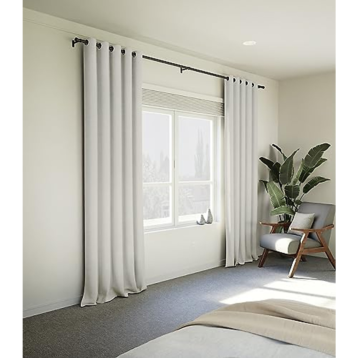 100% Blackout Linen Curtains 50" W x 84" L 2 Panels Set,Thermal Insulated Full Light Blackout Curtains for Bedroom/Living Room,Beige