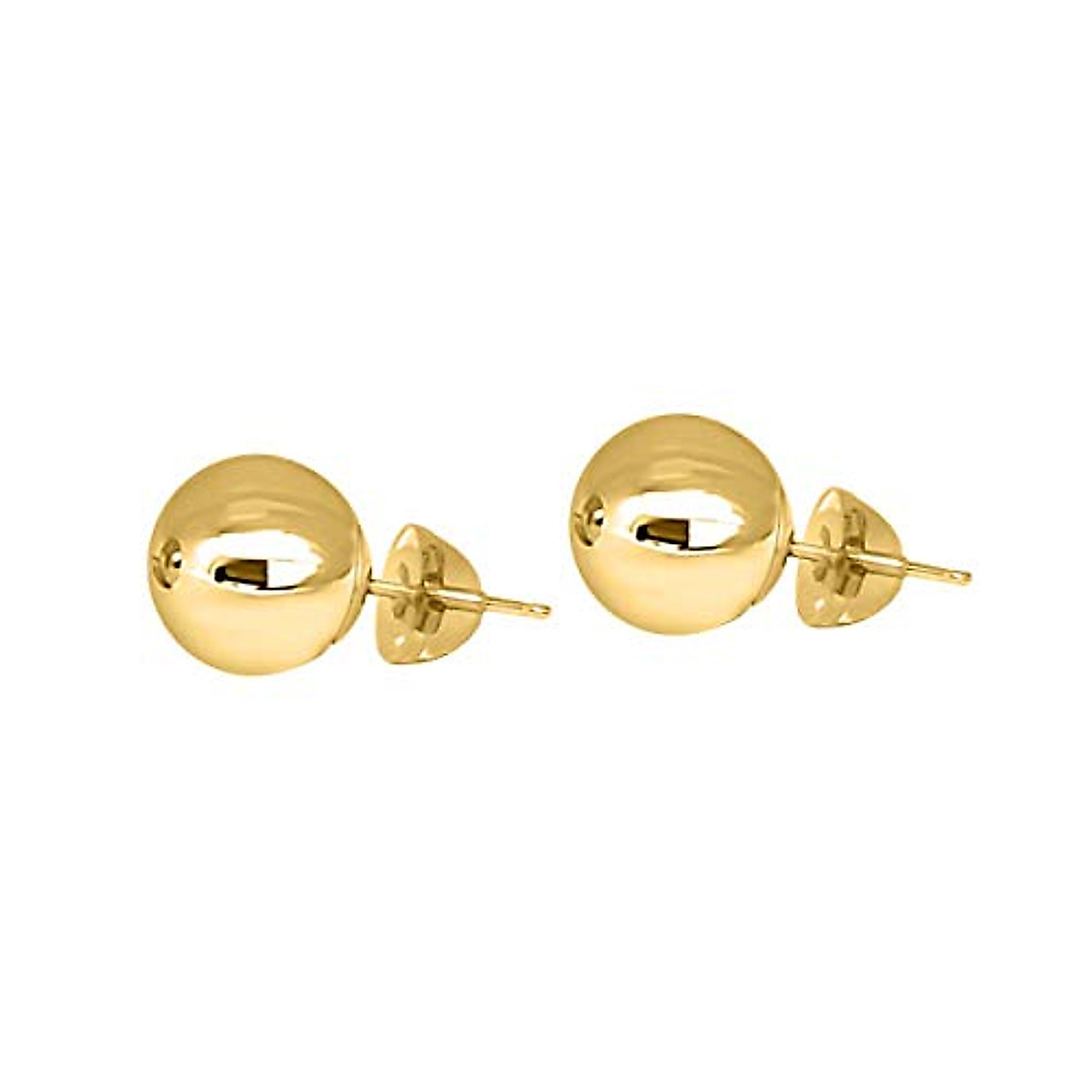 Maulijewels 14K Solid Yellow Gold (3MM - 6MM) Ball Earring/Stud Earrings For Women's With Secure Push Back