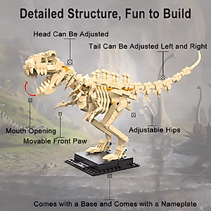 Ulanlan Dinosaur Building Toy 523 PCS, T. rex Dinosaur Fossil Exhibition Building Kit, Creative Build and Display Model, Great DIY Project Toy Playset for Boys and Girls Ages 6+