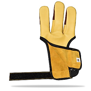UNIVERSE ARCHERY Leather Archery Glove | Handmade Shooting Hunting Three Finger Gloves | Recurve Bow Archery Cow Hide Leather Gloves | Excellent Fitting