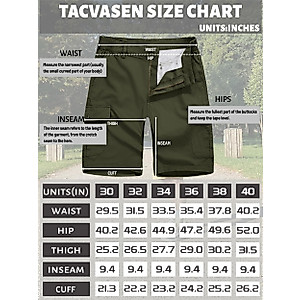TACVASEN Mens Cargo Shorts Golf Cotton Shorts Elastic Waist Shorts Multi Pocket Shorts Hiking Shorts Fishing Shorts