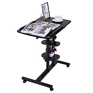Small Desks for Home Office Small Spaces Bedside Sofa Computer Working Reading Writing Desk Folding Adjustable Mobile Standing Table (Black)