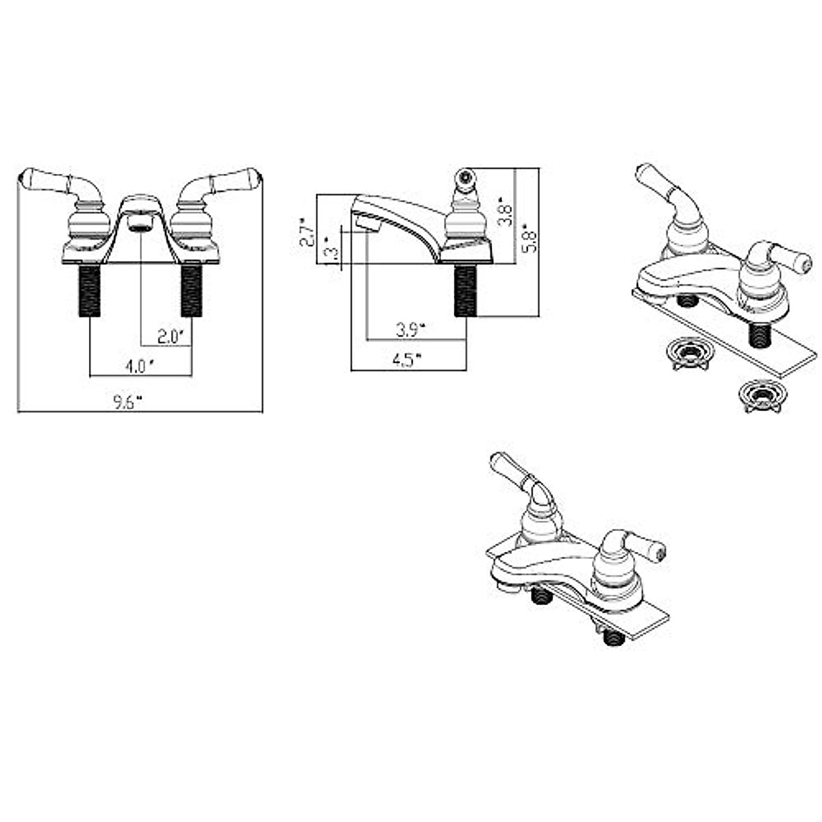 Empire Faucets RV Lavatory Faucet - 4 Inch Nickel Bathroom Faucet for RV Sink, Water Saving Aerator and Teapot Handles