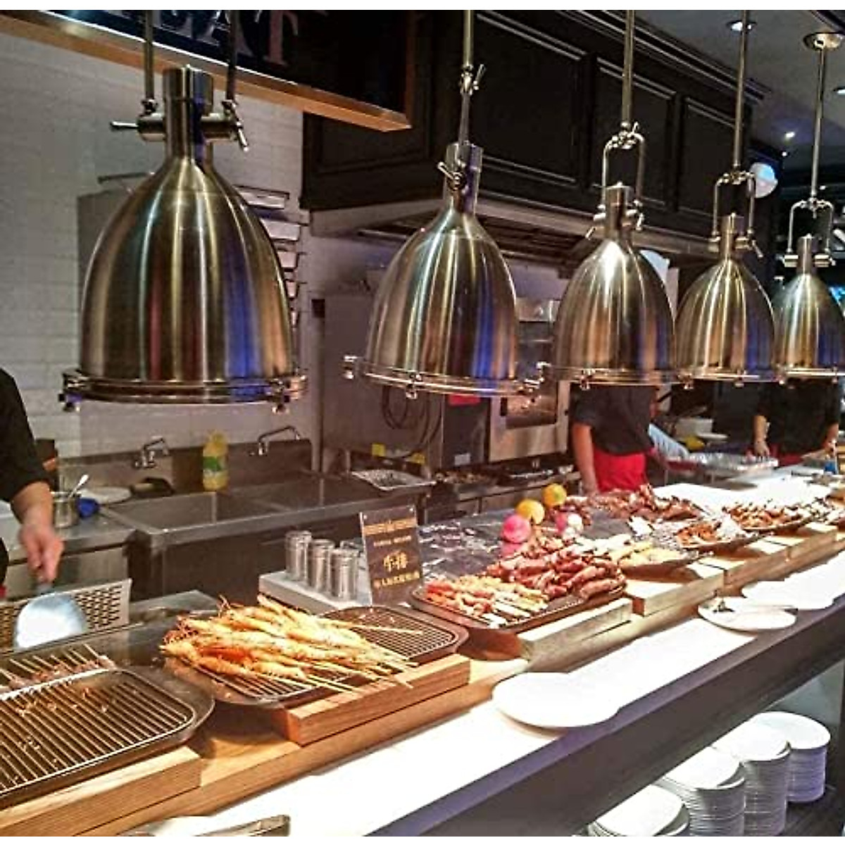 Food Heating Warmer Lamp Commercial Food Warmer Stainless Steel Buffet Heat Lamp, Cafeteria Heating Light Height Adjustment