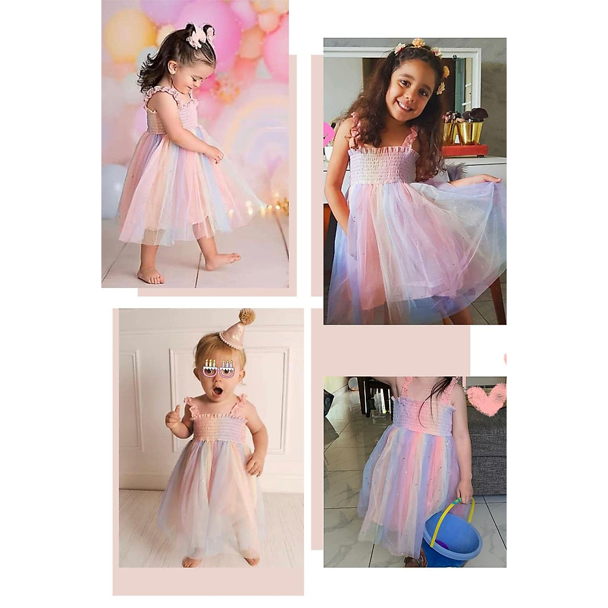 Baby Girls Tutu Dress Toddler Infant Sleeveless Layered Princess Tulle Dress Summer Beach Wedding Party Dresse (Multicolor, 4-5T)