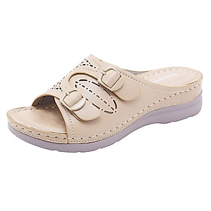 justHIGH Women's Slip on Flat Slide Sandals with Arch Support Lightweight Waterproof Outdoor/Indoor Lightweight Sandals