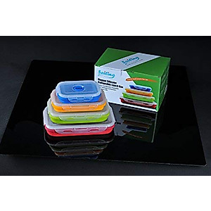 Sailing Elegant Collapsible Silicone Lunch Box/Container, Super Convenient Stackable Food Storage Containers, Material Safe (Set of 4, Multi)