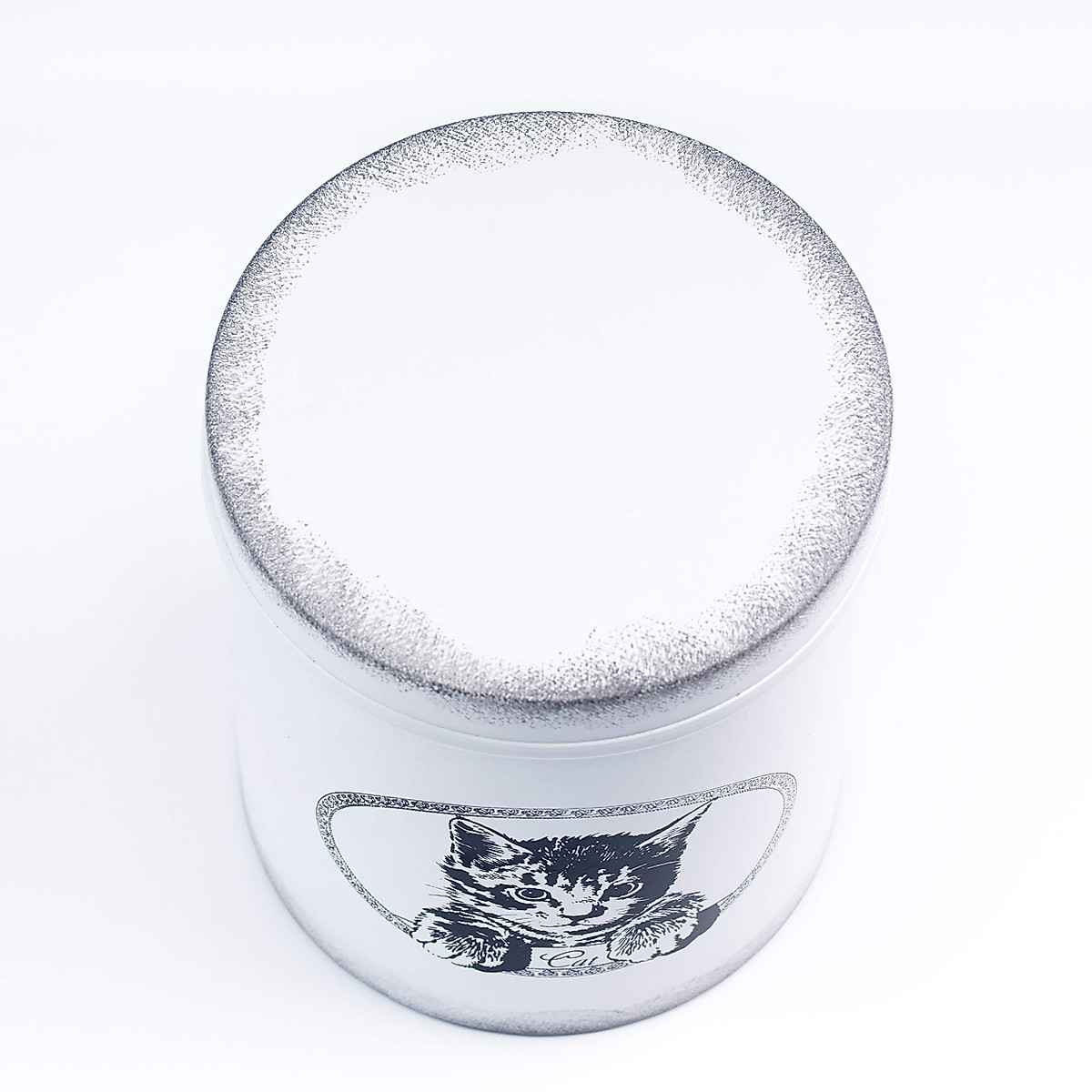 The PetSteel Antique White Treat Jar. Sturdy Treat or Food Storage Canister with Cute Cat Design.Tight Fitting Lids. Pet Food Container Fit's Up To 2lbs of Treats