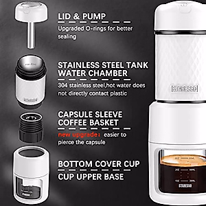 STARESSO Classic Portable Espresso Machine, Unique 2 in 1 Travel Coffee Maker Compatible Nespresso Original Capsules and Compatibles, 20 Bar Pressure, Manual Coffee Machine for Kitchen and Office