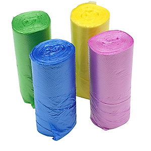 4 GALLON Bathroom Trash Bags, 4 Rolls/100 Counts Small HANDLES Garbage Bags for Office, Bathroom Wastebasket Waste Bin Colorful Portable Rubbish Bags (100)