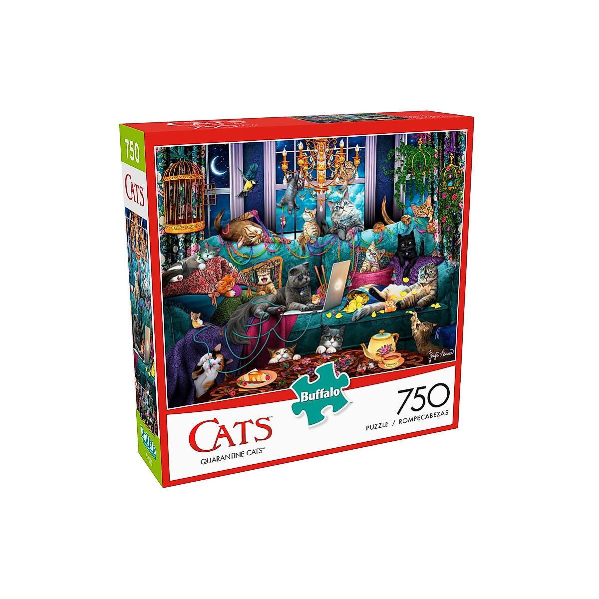 Buffalo Games - Brigid Ashwood - Quarantine Cats - 750 Piece Jigsaw Puzzle For Adults - High Quality Challenging Puzzle Perfect for Game Nights - Finished Puzzle Size is 24.00 x 18.00