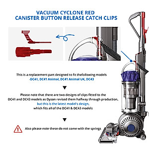 SuperDi Vacuum Cyclone Red Canister Button Release Catch Clips Compatible with Dyson DC41, DC43 DC65
