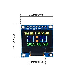 UMLIFE 0.96" 7 Pin SPI 128x64 OLED Display Module, 6PCS 0.96 Inch SSD1306 LCD Display Module 12864 Characters DC3-5V for 51 STM32 for Arduino