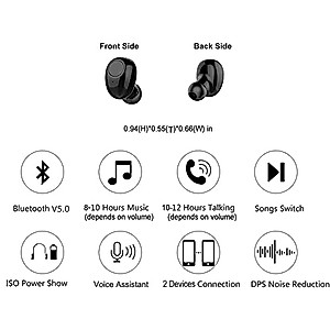 NVAHVA Bluetooth Earbud 10 Hrs Playtime, Single Wireless Earphone, Mini Bluetooth Headset Hands-Free Car Headphone, Cell Phone Bluetooth Earpiece for iOS Android Smart Phones PC TV Audiobook