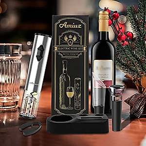 AMIUZ Electric Wine Opener, Battery Operated Corkscrew, Automatic Bottle Opener, Wine Gift Set