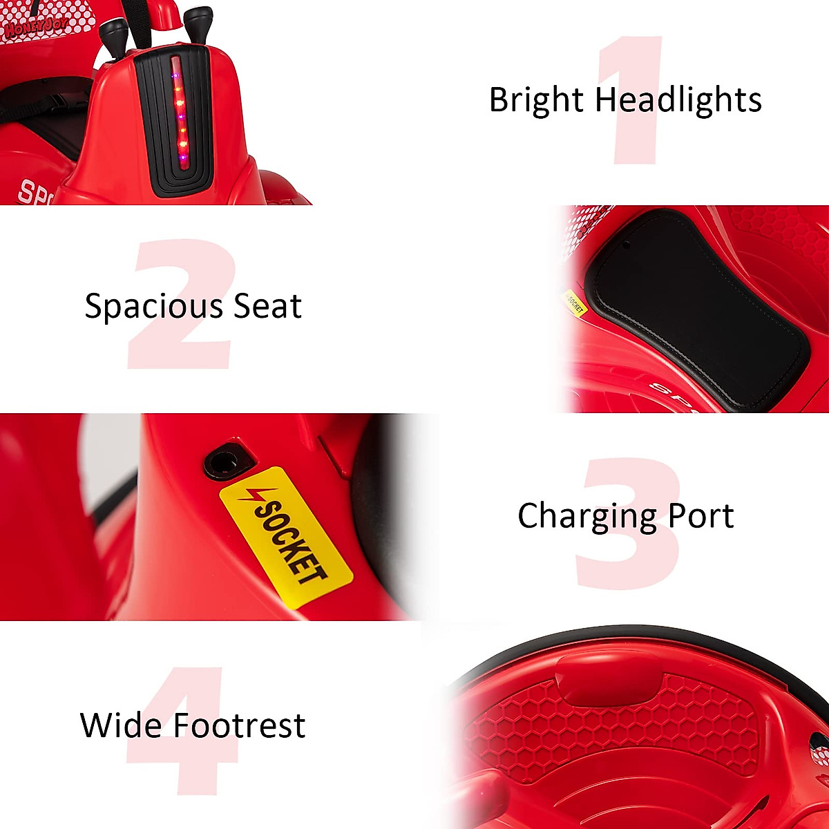 HONEY JOY 12V Bumper Car for Toddlers 1-3, Baby Ride on Bumper Car w/Dual Joysticks, Flashing LED Light & 360 Degree Spin, Electric Vehicle for Kids, Ride on Car w/Remote Control, Gift for Boys Girls