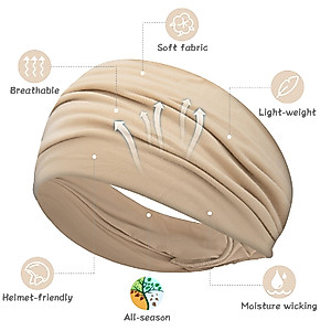 S&N Remille Wide Boho Headband for Women Extra Large Turban Elastic Non-Slip Headbands Hairband Accessories for Yoga, Sports 6 Pack