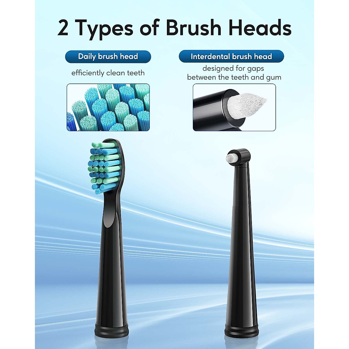 7 Pack Dnsly Electric Toothbrush Heads Compatible with FW-507/508/551/515/917/959/2011/D1/D3/D7/D8 Dnsly Toothbrush Heads, Black