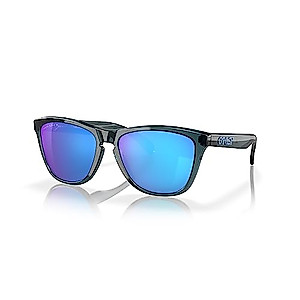 Oakley OO9013 Square Sunglasses, Crystal Black/Prizm Sapphire Iridium Polarized, 55 mm