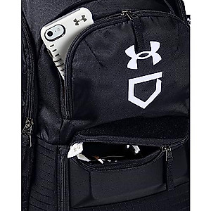 Under Armour mens Yard Baseball Backpack , Black (001)/White , One Size