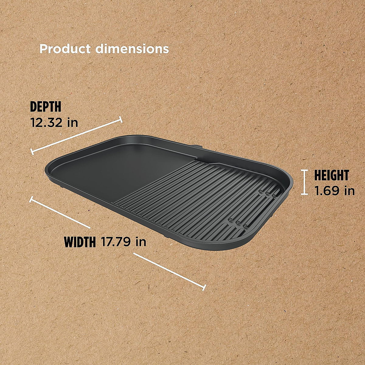 Ninja XSKGRDLXL Woodfire Grill & Griddle Plate, Compatible with OG800 and OG900 Series, 2-in-1 Grill and Griddle Functionality, Ceramic, Nonstick Coating, Black
