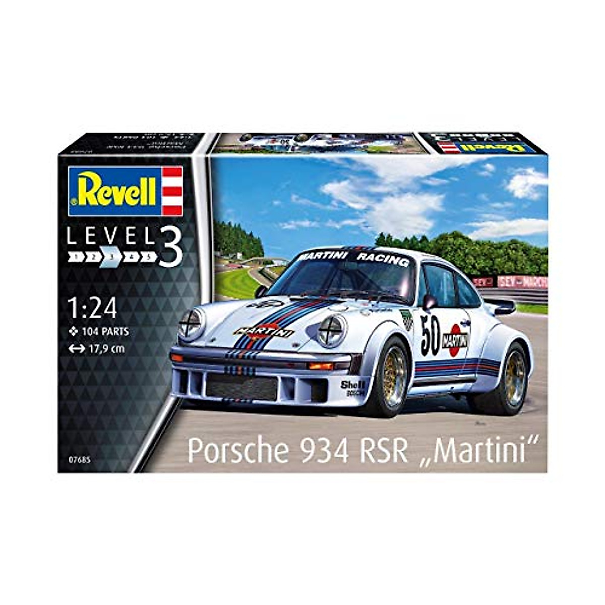 Revell RV07685 07685 7685 1:24 Porsche 934 RSR 'Martini Racing' Plastic Model Kit, Various, 1/24