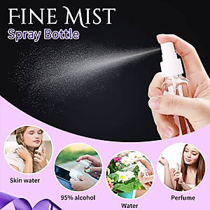 Mandydov 8 Pack Clear Empty Mini Little Spray Bottles, Fine Mist 2oz / 55ml Refillable Pocket Size Sprayer Plastic Mini Travel Bottle Set Makeup Bottles with 2Pcs Funnels and 4 Color Labels