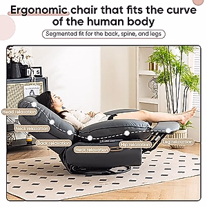 Deolme Oversized Electric Recliner Chair, Swivel Glider Rocker Rocking Chair for Adults Modern Ergonomic Lounge for Living Room Smart Voice Control Theater Seating (Drak Grey, Faux Leather)