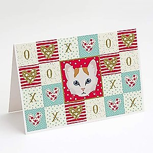 Caroline's Treasures CK5176GCA7P Turkish Van Cat Love Greeting Cards and Envelopes Pack of 8, Red Blank Cards with Envelopes Whimsical A7 Size 5x7 Blank Note Cards