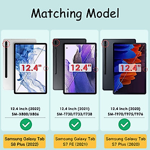 Case for Samsung Galaxy Tab S8 Plus 2022/ Tab S7 FE 5G 2021/ Tab S7 Plus 2020 Tablet 12.4-inch, Multi-Angle Bracket with Automatic Sleep/Wake Protection Case - Rose Gold Glitter Black Be Happy
