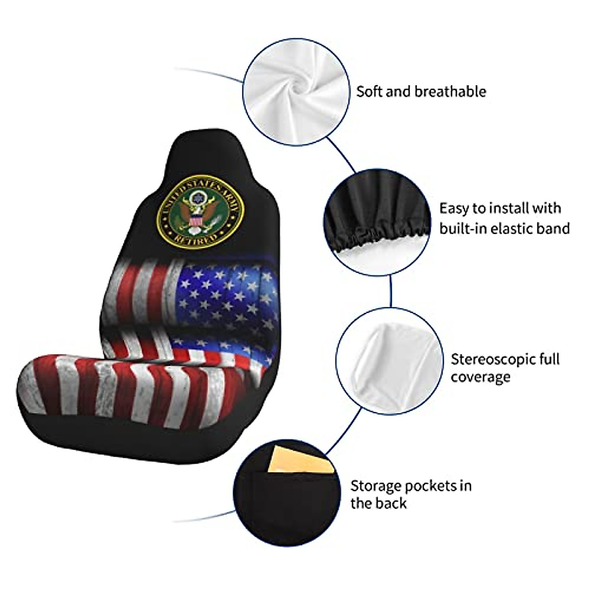 OSUKI Army Retired Car Seat Covers, Universal Fit for Auto Truck Van SUV, Easy Install