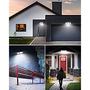 LE Solar Lights for Outside, Motion Activated Security Lights, WL4000 High Brightness, 3 Adjustable Heads 270° Wide Lighting Angle, IP65 Waterproof, Wireless Wall Lamp for Porch Yard Garage