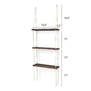 Mkono Macrame Wall Hanging Decor and Organizer Boho Hanging Shelf for Bathroom, Bedroom, Living Room