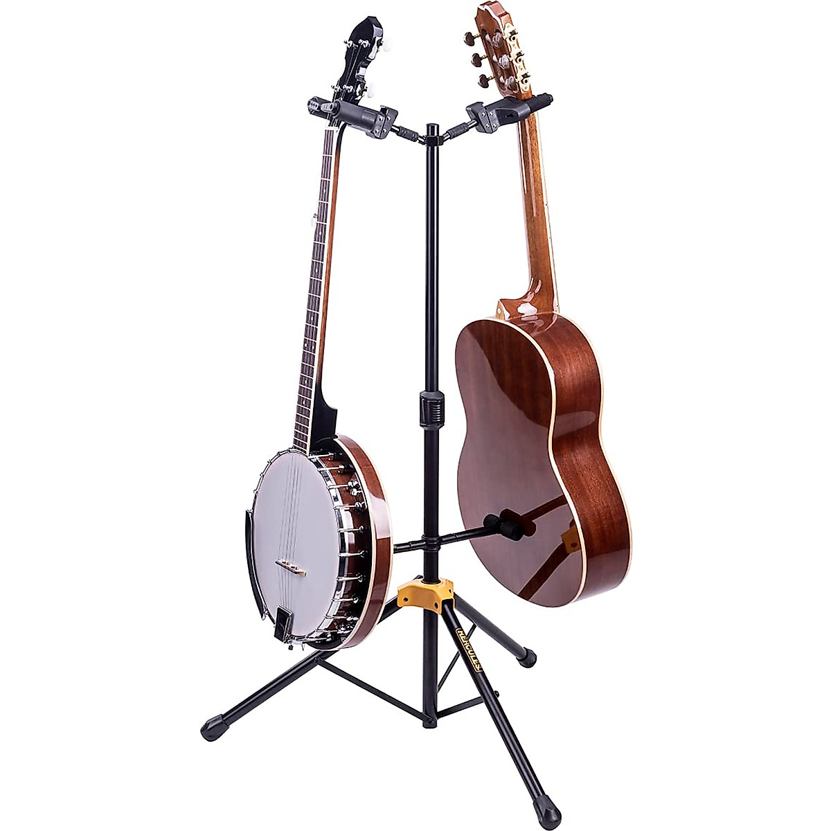 Hercules Stands GS422B PLUS Dual Guitar Stand with Auto Grip System and Foldable Yoke,Black