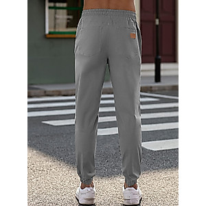 JMIERR Mens Casual Joggers Pants - Cotton Drawstring Chino Cargo Pants Hiking Outdoor Twill Track Jogging Sweatpants Pants with Pockets for Men, US 40(2XL), C Light Grey