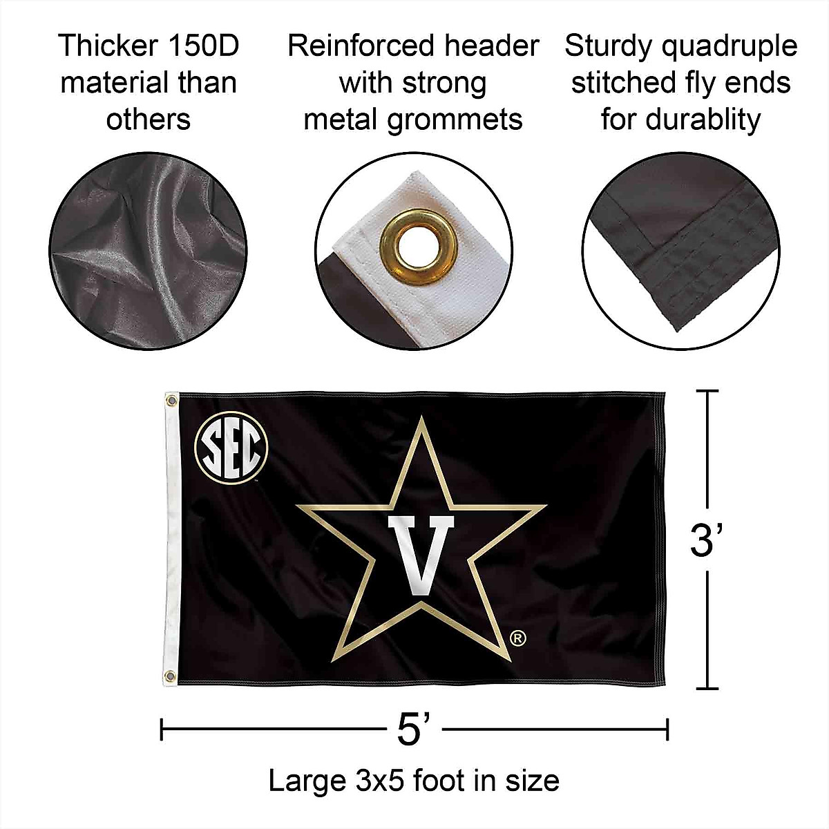 College Flags & Banners Co. Vandy Commodores SEC 3x5 Flag