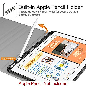 Fintie Keyboard Case for iPad 9th / 8th / 7th Generation (2021/2020/2019) 10.2 Inch, Soft TPU Back Cover with Magnetically Detachable Bluetooth Keyboard & Pencil Holder, 7 Color Backlight, Composition