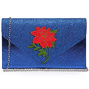 Dasein Women Floral Evening Bags Clutch Purses Handbags for Wedding Party Prom Formal Dressy Purses(floral blue)