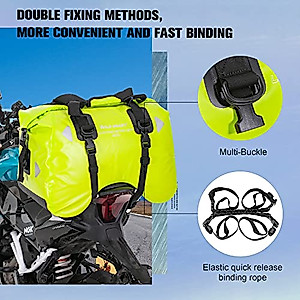 WILD HEART Motorcycle Rear Seat Bag U shape 50L Waterproof Tail Duffel Bag Motorbike Luggage With Strape (Fluorescent green)