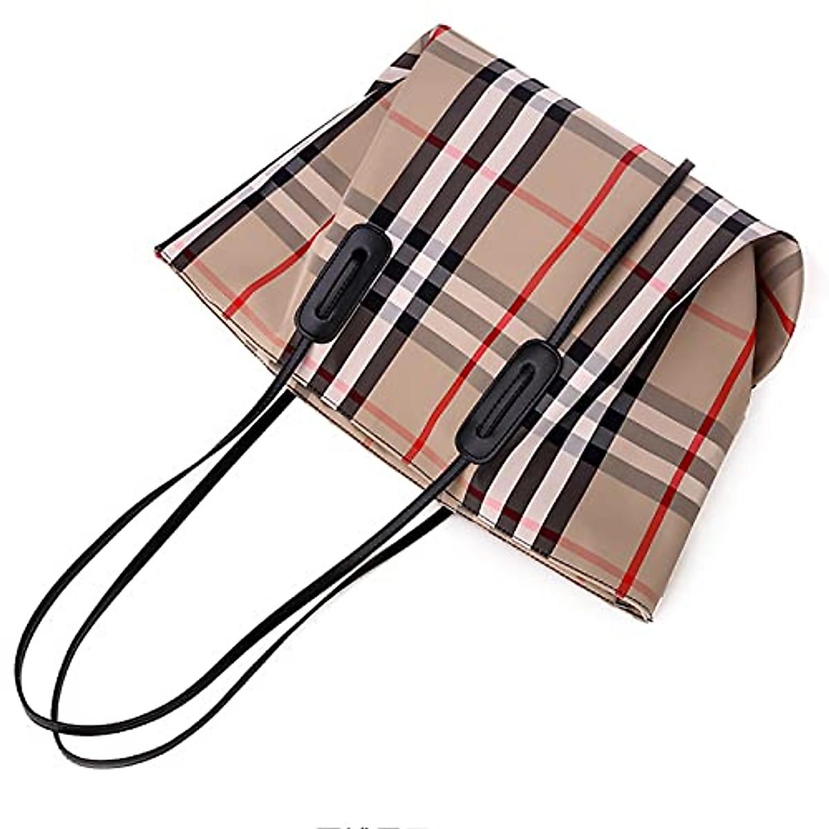 Handbags for Women, Canvas Fashion Shoulder Bag, Tote Bag Purse Top Handle Hobo Handbag,Stripes Style Large Capacity Purse Fashion Satchel with Zipper (Checkered Khaki)