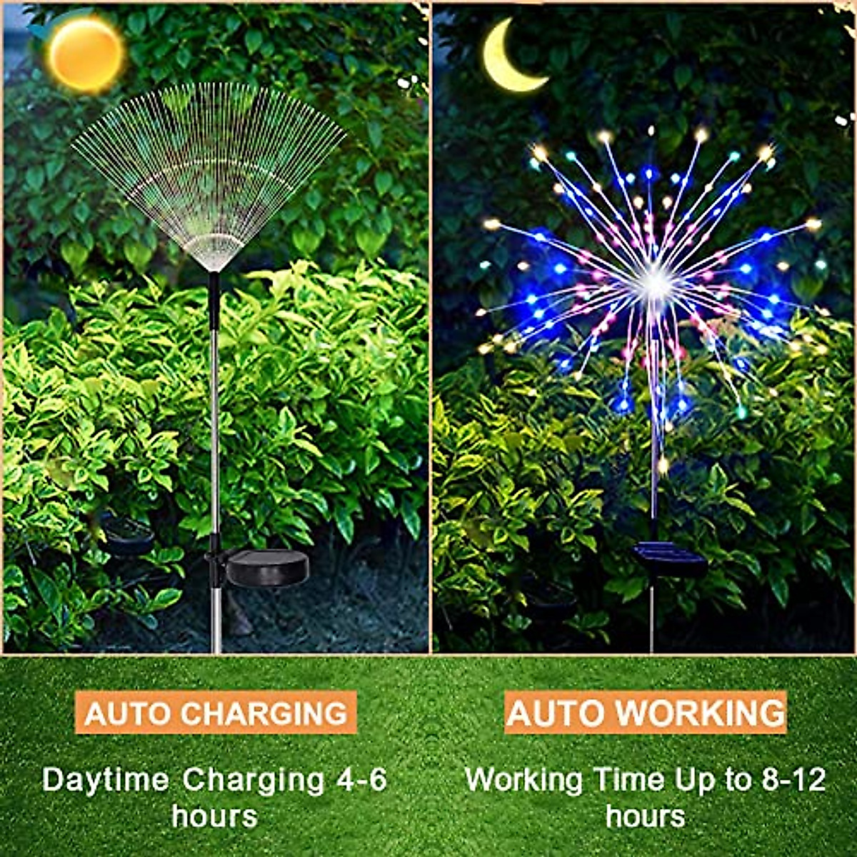 Nantala Solar Firework Lights, Outdoor Solar Garden Lights Waterproof,8 Lighting Modes 120 LED Twinkling and Steady, Suitable for Gardens, courtyards, Parties, Flowerbed (2 Pack, Colorful)