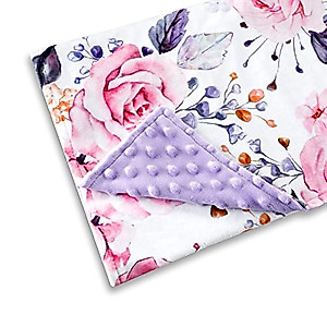 Pea Pod 30'' x 40''Baby Blankets, Super Soft Floral Minky Toddler Newborn Blanket for Boys Girls, Dotted Backing, Double Layer, Crib Receiving Blanket for Nursery/Stroller/Toddler Bed/Baby Carseat