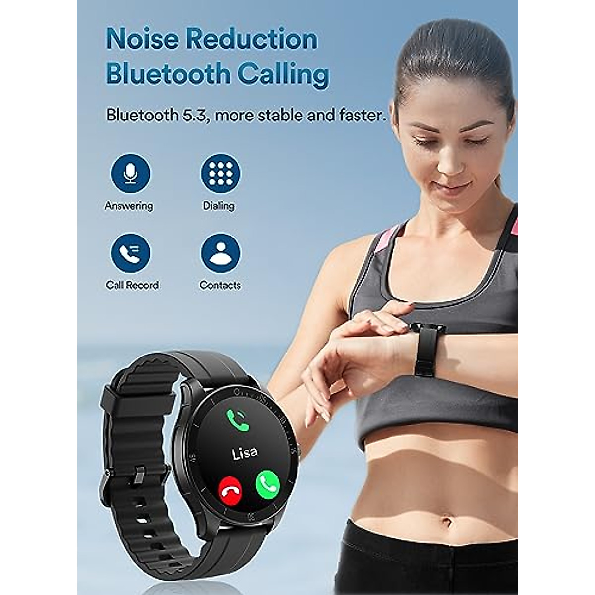 Quican Smart Watch for Men Women, iPhone Android Compatible Fitness Watch, Activity Tracker with Heart Rate, Sleep Monitor, Step Calorie Counter, Bluetooth Watch Support 100+ Sports, IP68 Waterproof