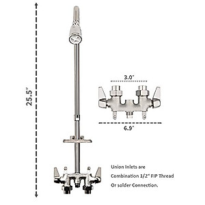 Artiwell Outdoor Shower Fixture System,with Rustproof Riser and Riser Extension, Double Handle Utility Shower Faucet with Showerhead and Soap Dish, Polished Chrome